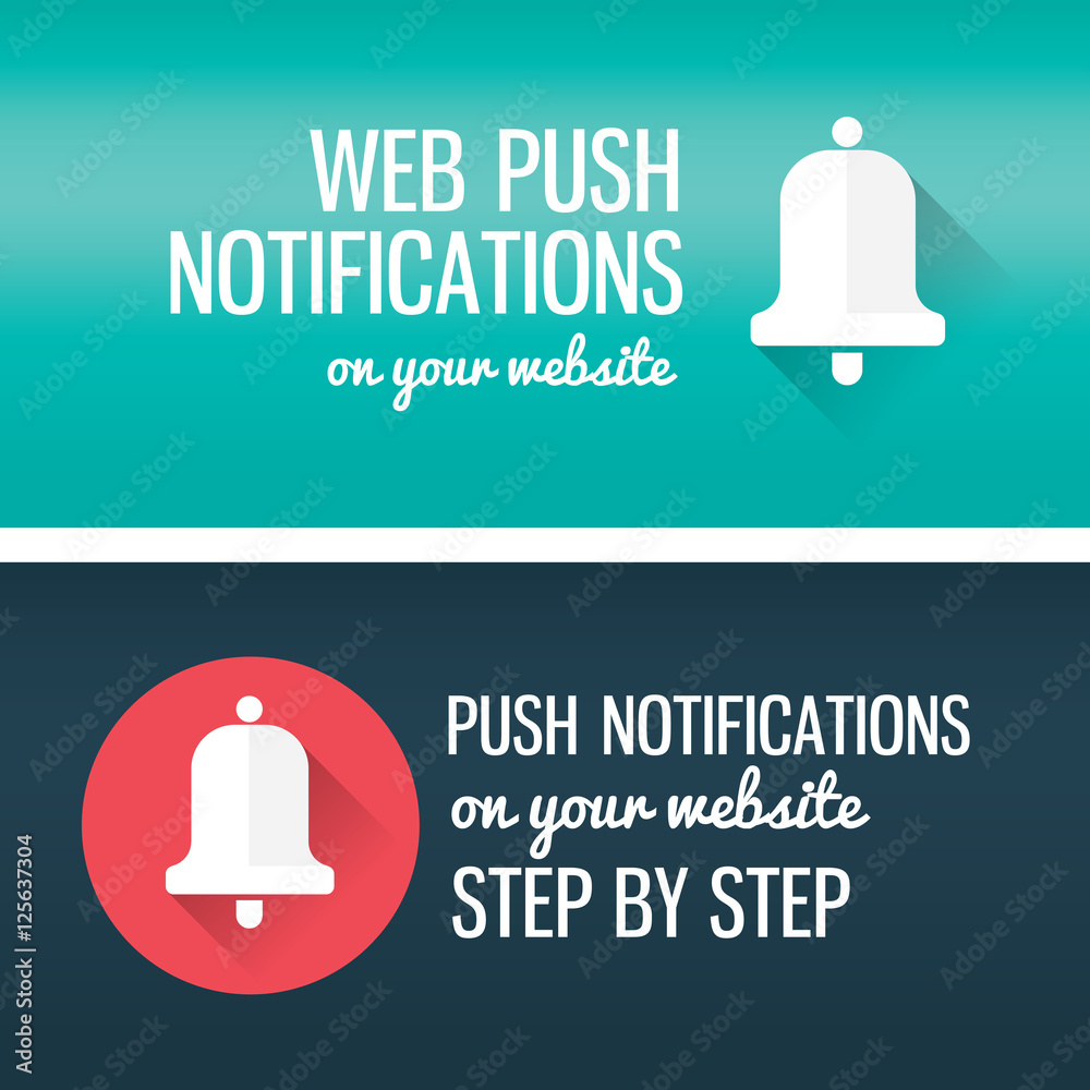 Notifications call icon with bell and title. Banner for you blor ...