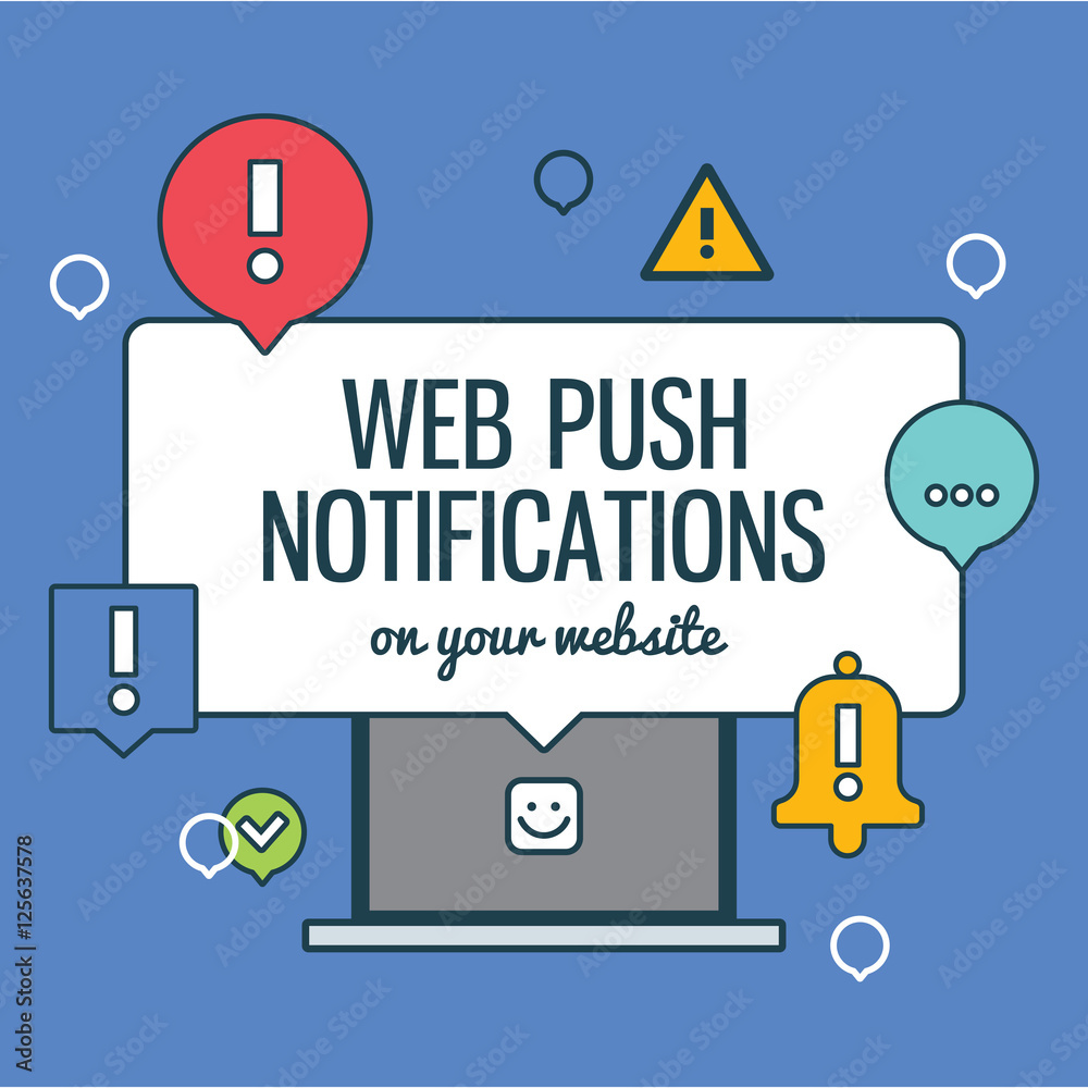 Web push notifications for your website with elements linear icons ...