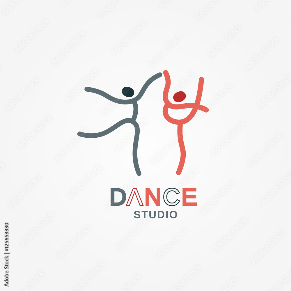 Dance icon concept. Ballet studio logo design template. Fitness dance ...