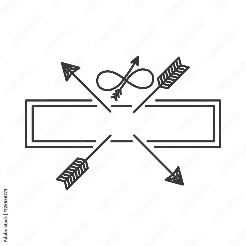 silhouette with crossed arrows on rectangle vector illustration Stock ...