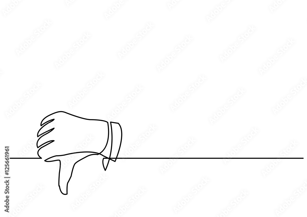 continuous line drawing of hand showing dislike Stock Vector | Adobe Stock