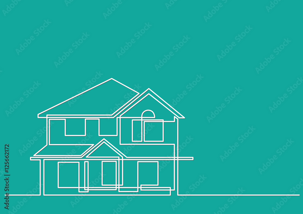 continuous line drawing of house Stock Vector | Adobe Stock