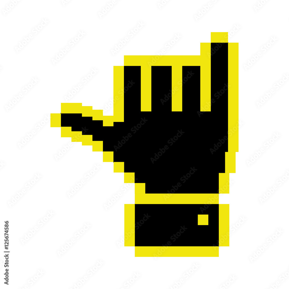 black and yellow Cursor concept hand shape icon over white background ...