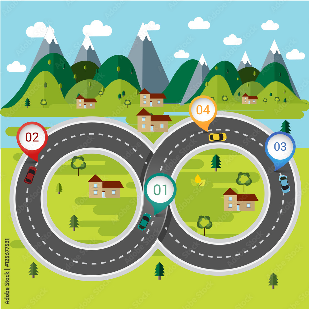 Nature trails concept infographic.can used for banner,infographic,data ...