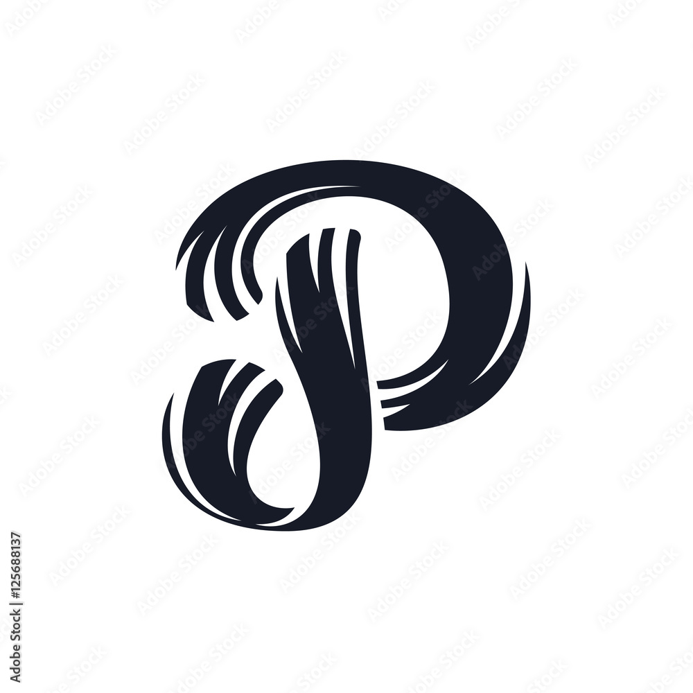 P letter logo script lettering. Vector elegant hand drawn letter Stock ...