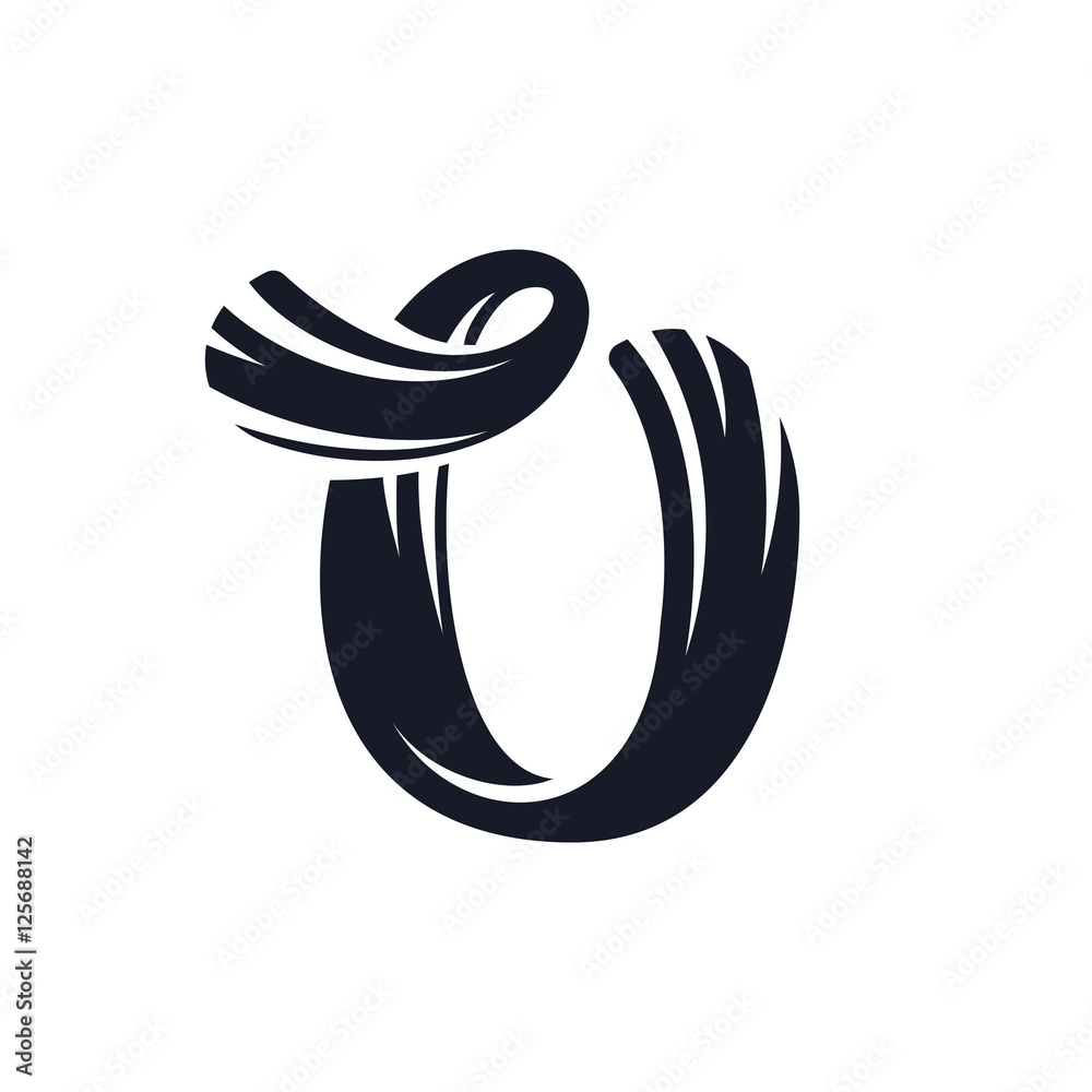 U letter logo script lettering. Vector elegant hand drawn letter Stock ...