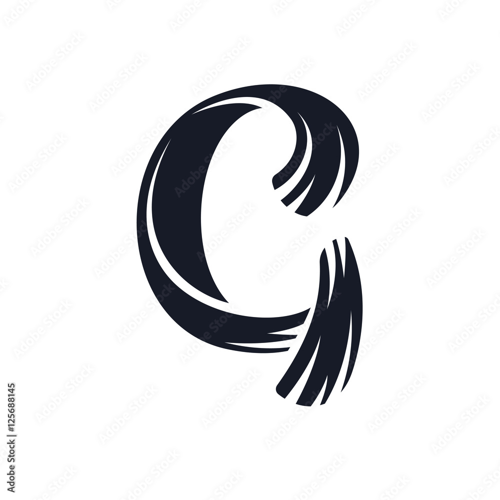 G letter logo script lettering. Vector elegant hand drawn letter Stock ...