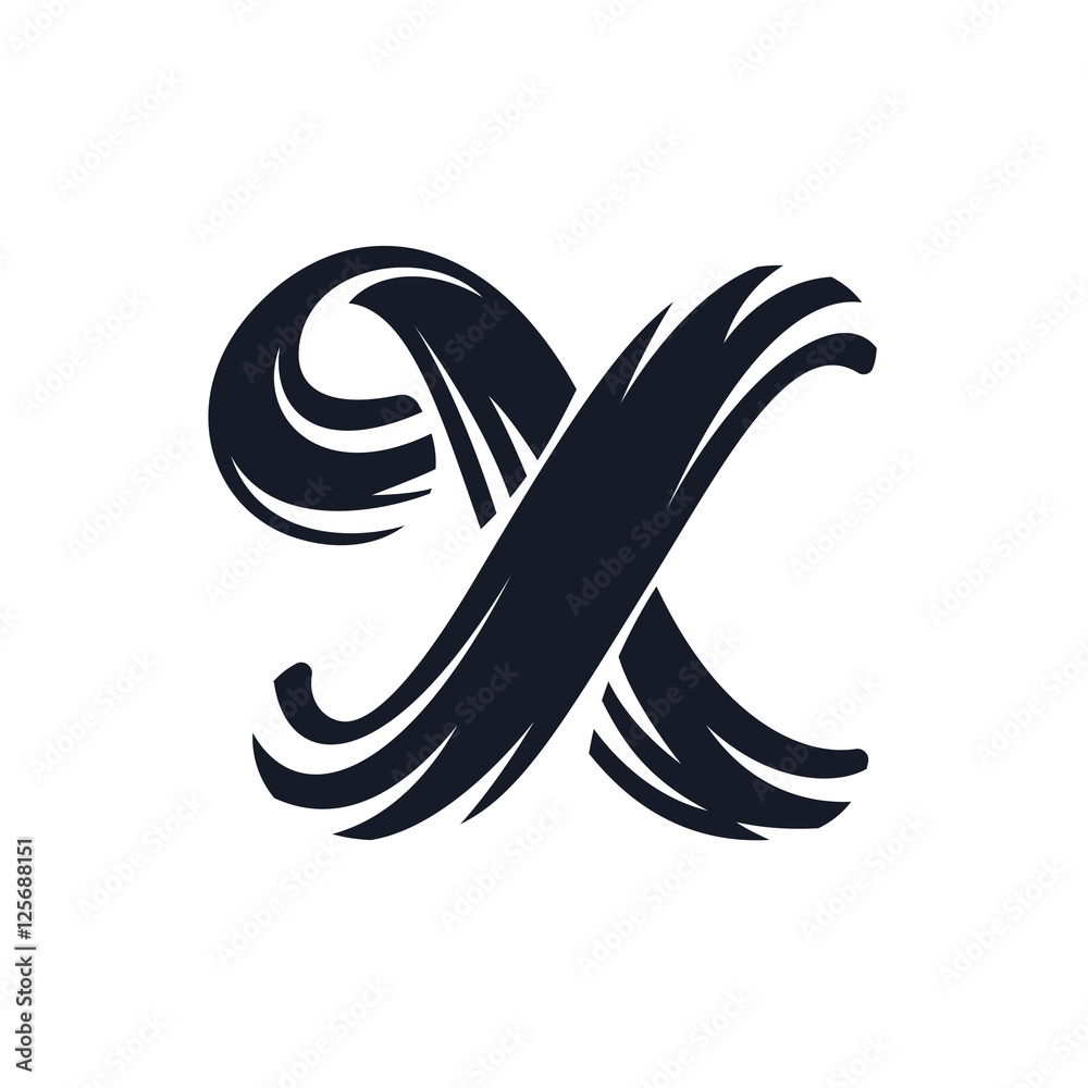 X letter logo script lettering. Vector elegant hand drawn letter Stock ...