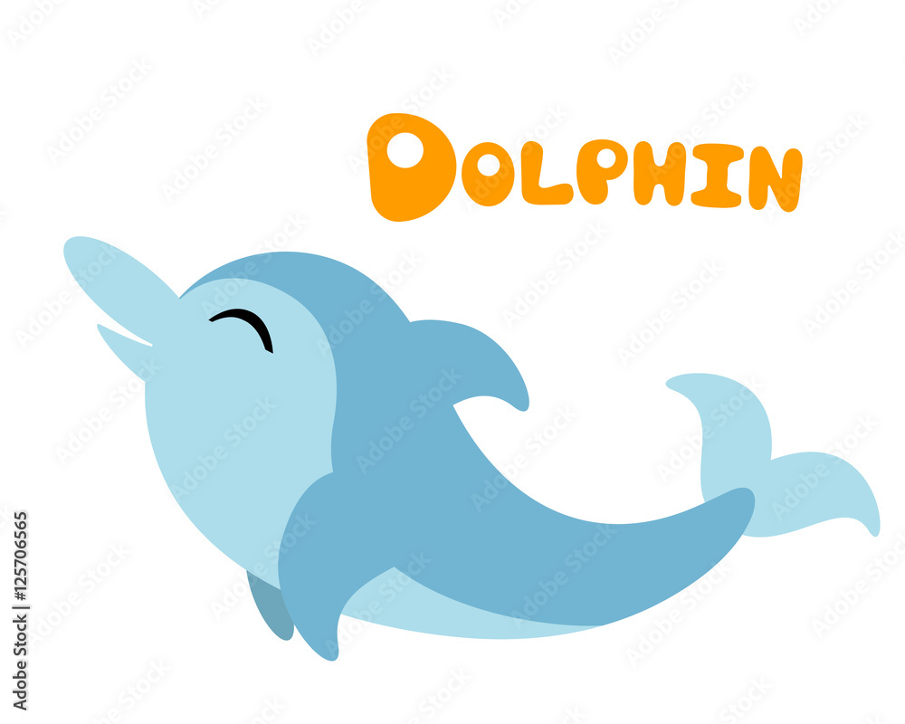 Vector letter d - dolphin for children zoo alphabet illustration cute ...