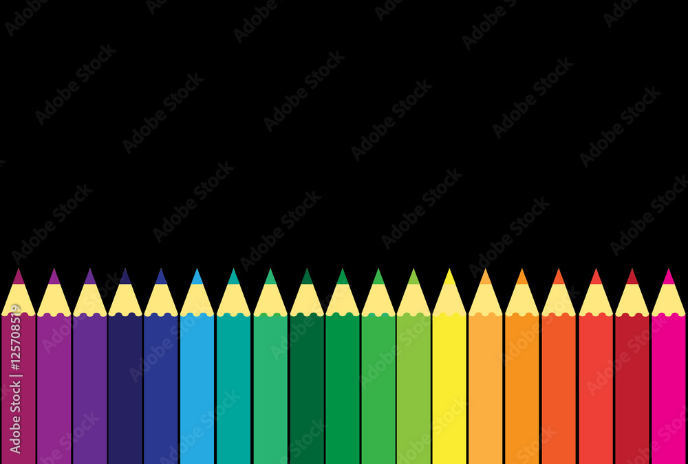 Colorful pencils with black background Stock Vector | Adobe Stock