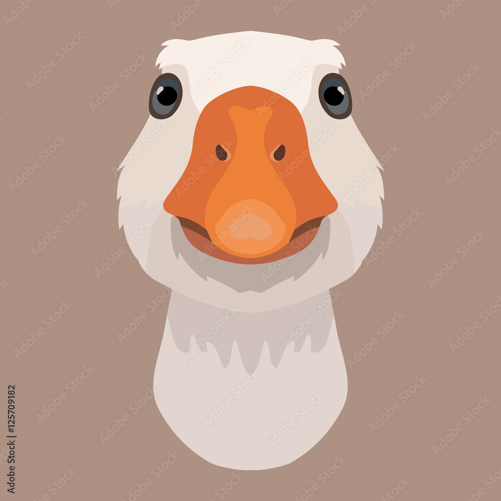 Vector goose face farm animal zoo icon head portrait Stock Vector ...