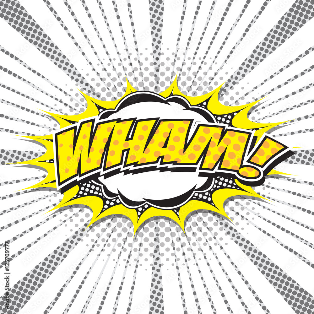 WHAM! wording sound effect set design for comic background, comic strip ...