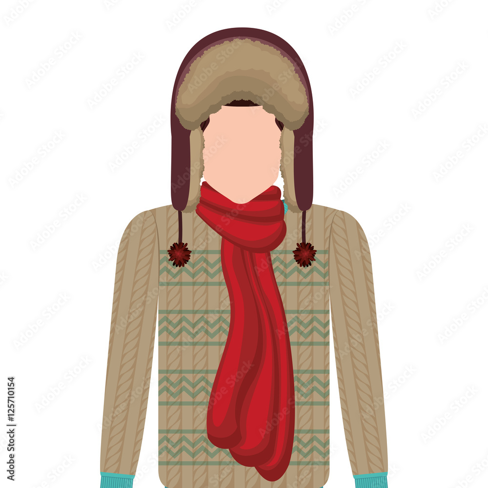 avatar male man wearing winter clothes. over white background. vector ...