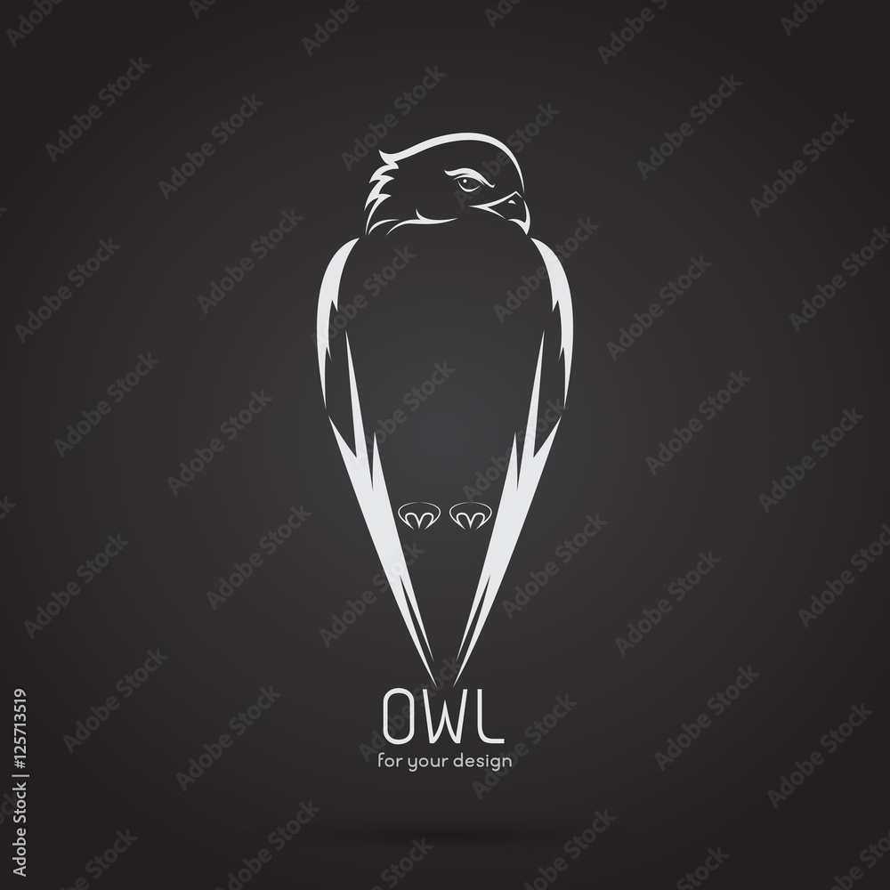 Vector image of a owl design on black background, Vector owl log Stock ...
