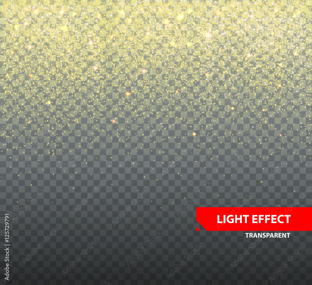 Sparkling glitter on transparent background for greeting cards. Slowly ...