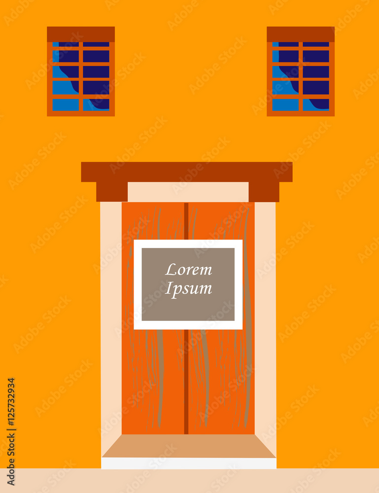 Vector image of building façade with a banner for advertising. Stock ...
