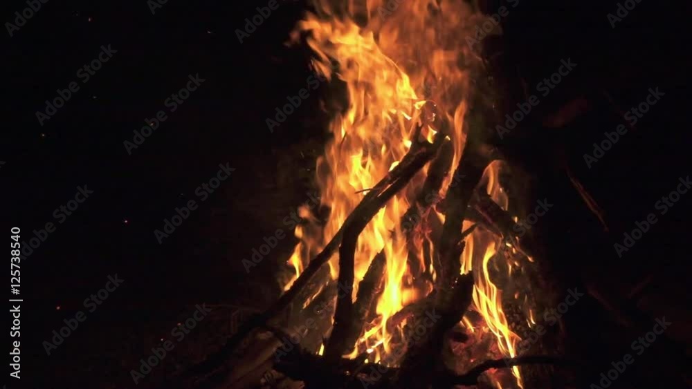 Bonfire over black background Stock Video | Adobe Stock