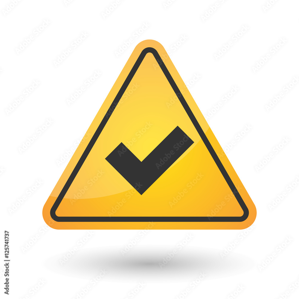 Isolated danger signal icon with a check mark Stock Vector | Adobe Stock