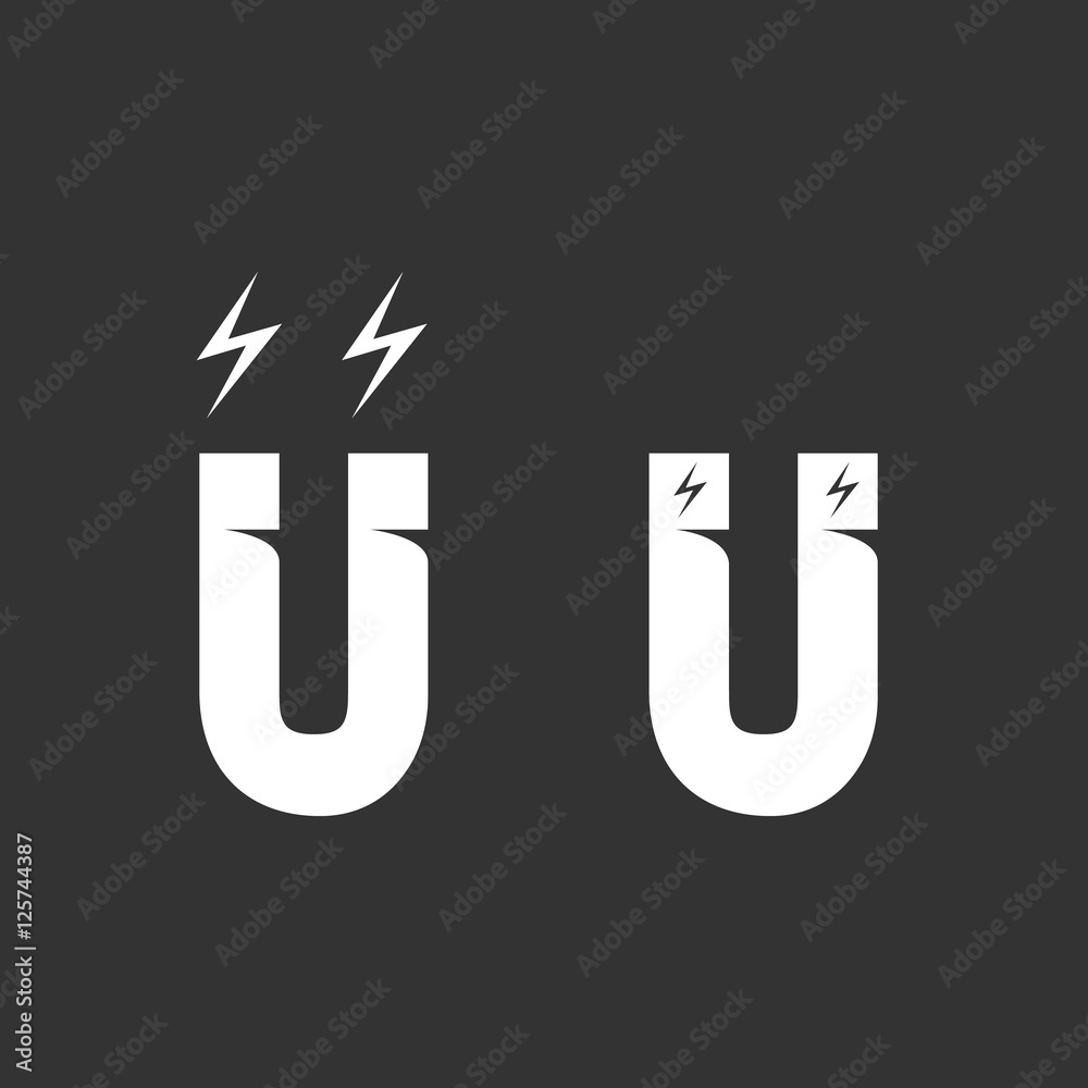 Magnet logo. Vector icon on black background Stock Vector | Adobe Stock