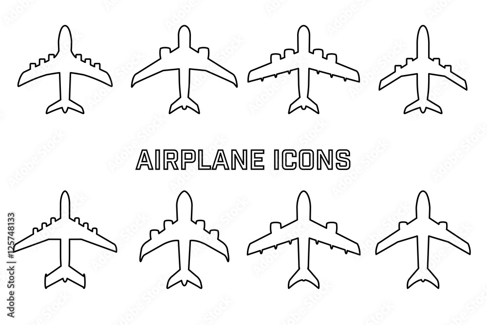 Vector set of different airplane symbols. Stock Vector | Adobe Stock