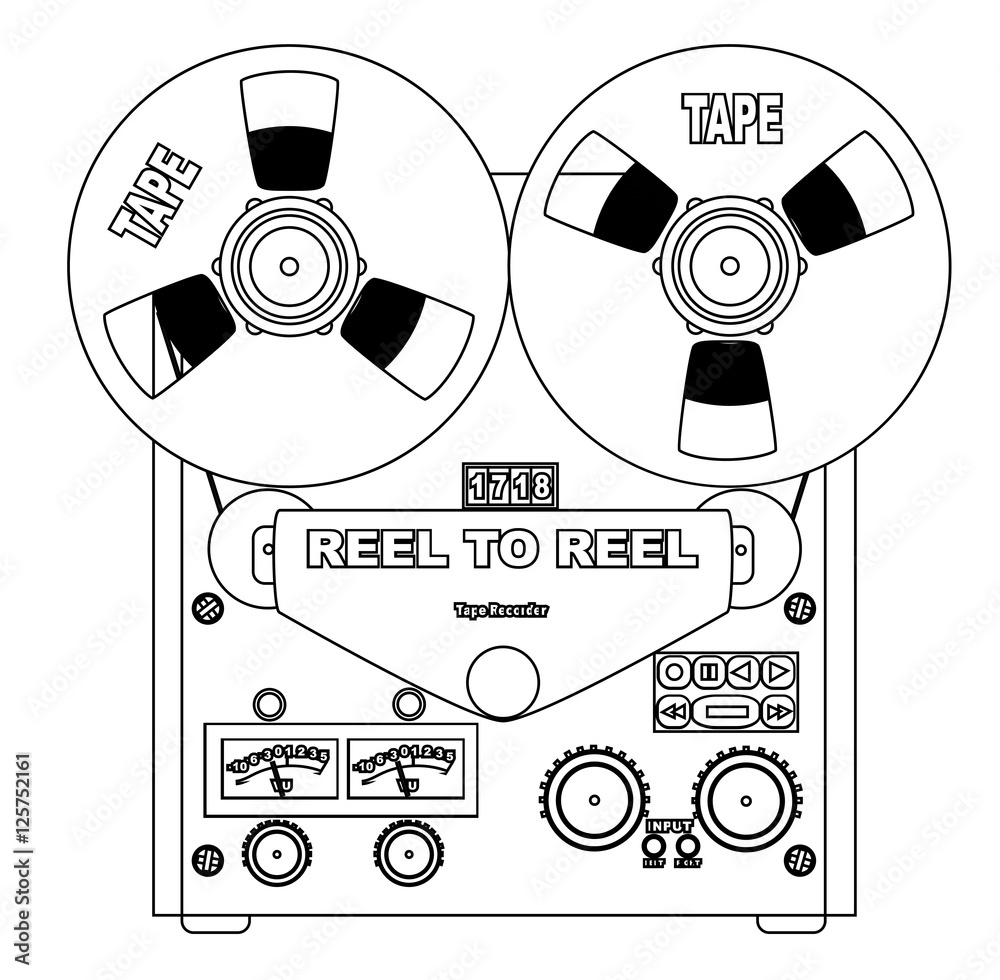 Reel To Reel Line Drawing Stock Vector | Adobe Stock