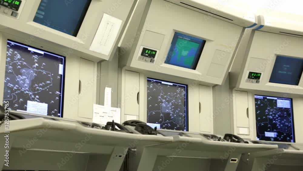 Air traffic controllers at work in the flight control tower at Sofia's ...