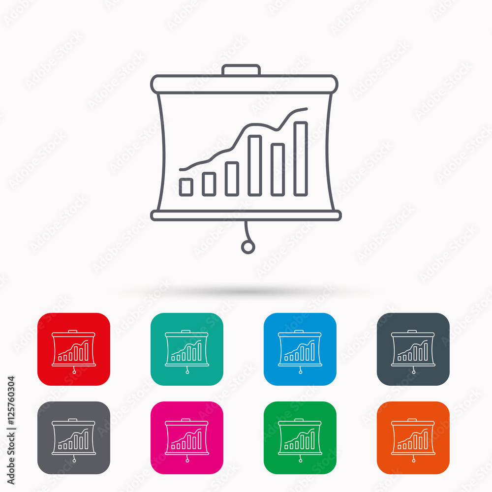 Statistic icon. Presentation board sign. Growth chart symbol. Linear ...