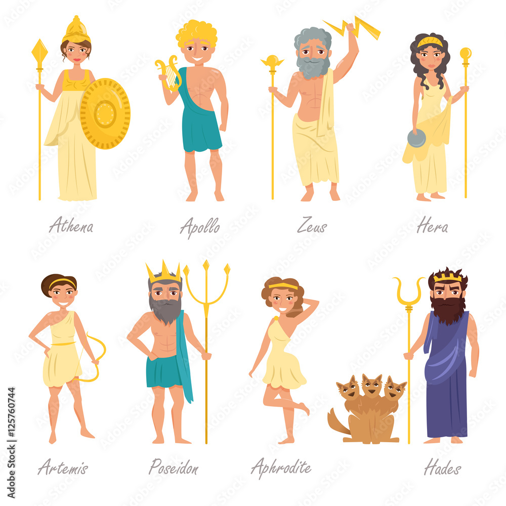 Greek gods. Flat Stock Illustration | Adobe Stock