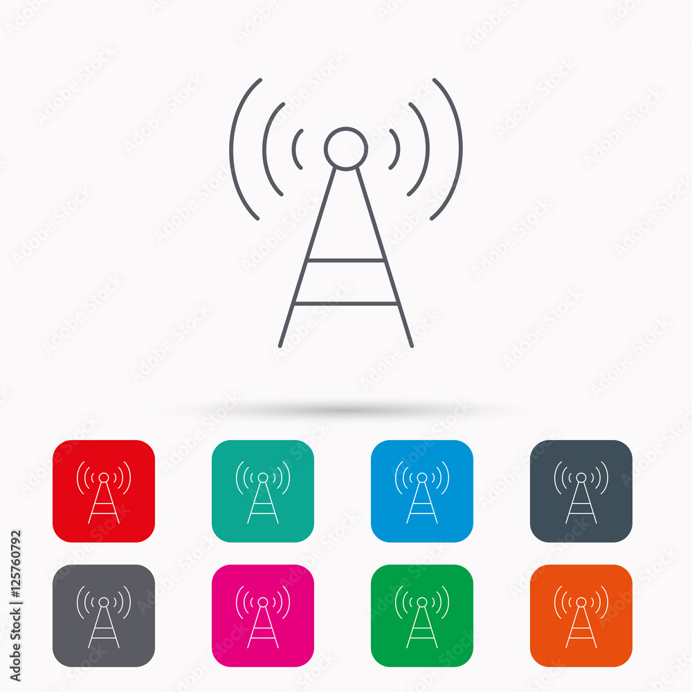 Telecommunication tower icon. Signal sign. Wireless wifi network symbol ...