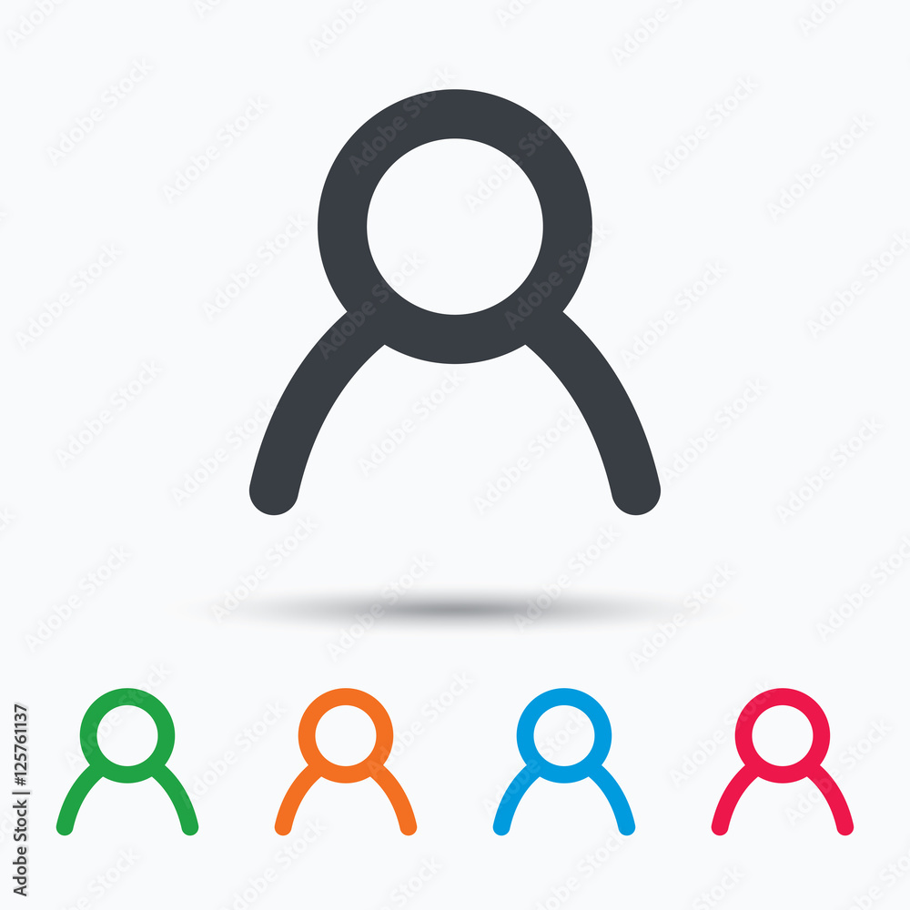 User icon. Human person symbol. Avatar login sign. Colored flat web ...