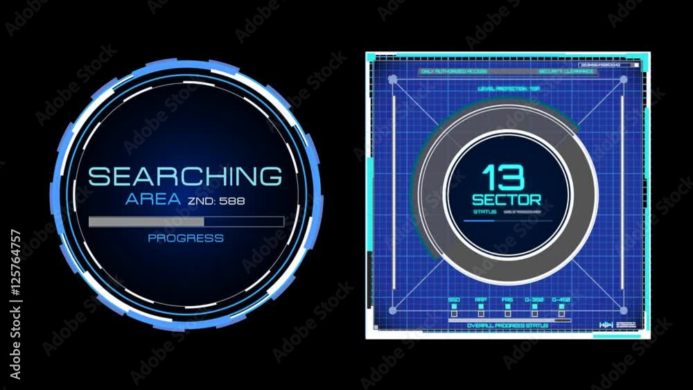Futuristic circle burst - technology interface in loop animation with ...