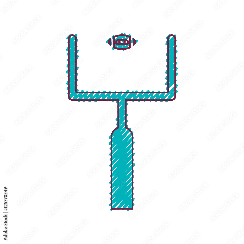 american football goal post and ball icon over white background. draw ...