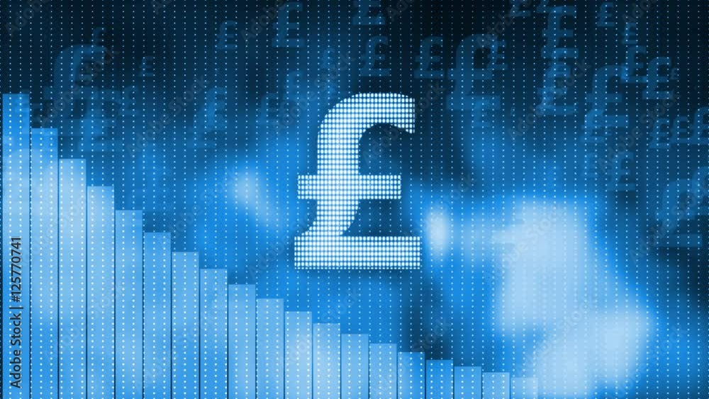 Pound dropping, descending graph background, world crisis, stock market ...
