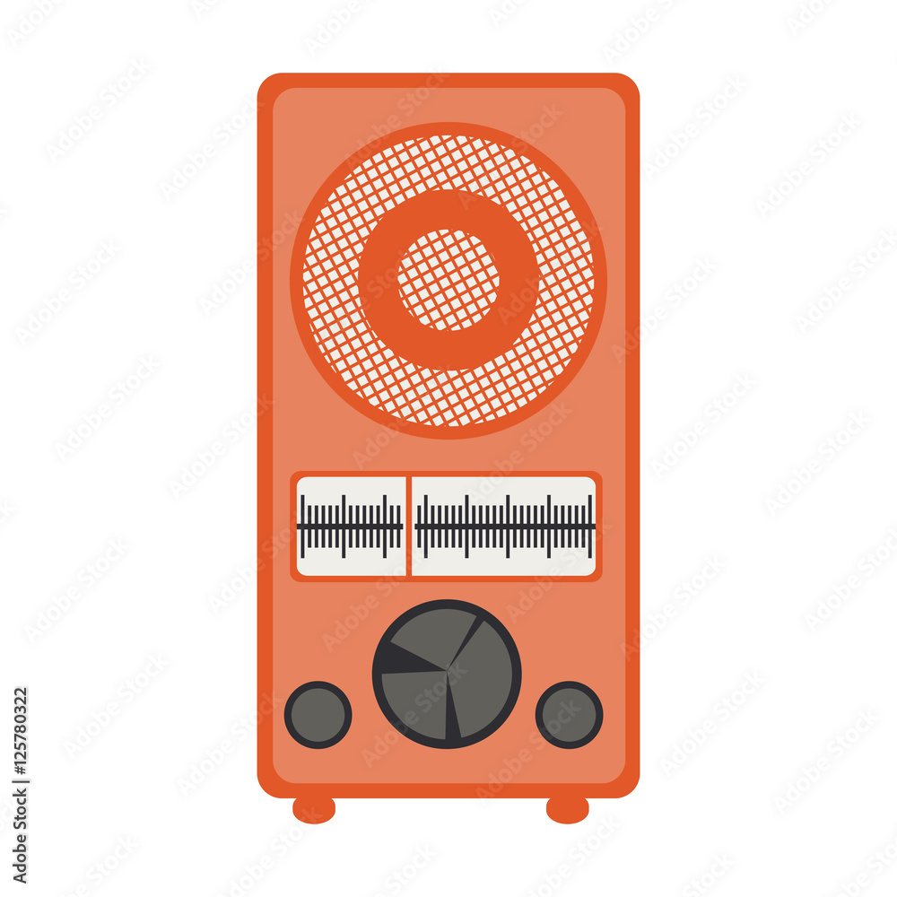 retro orange radio icon over white background. vector illustration ...