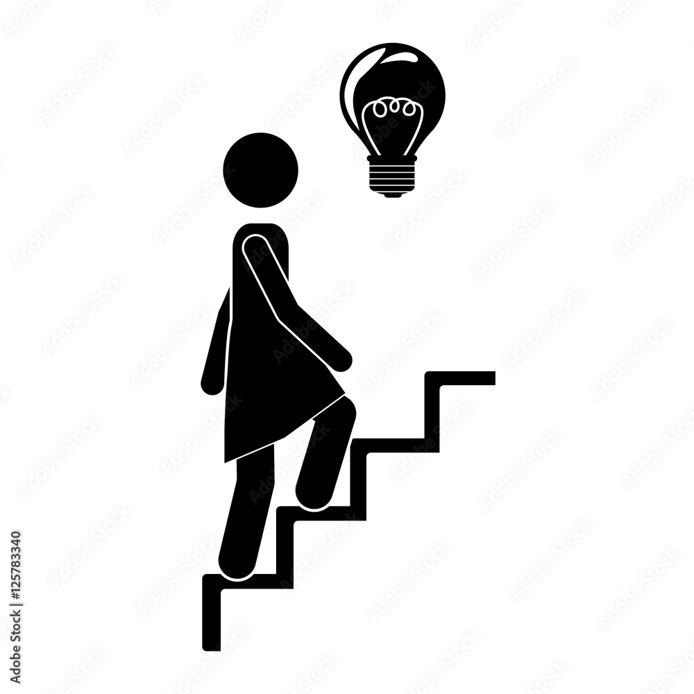 person up the stairs icon over white background. pictogram design ...