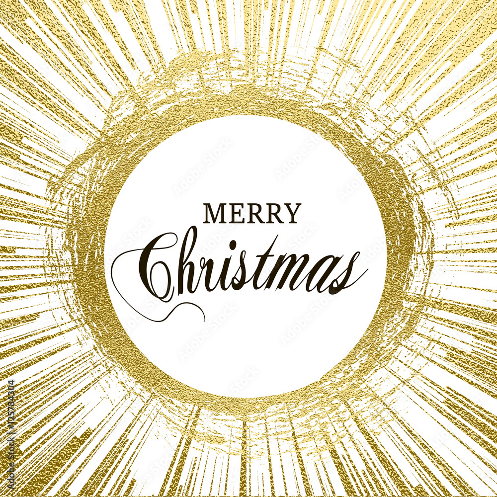 Merry Christmas gold glittering lettering design. Vector illustration ...