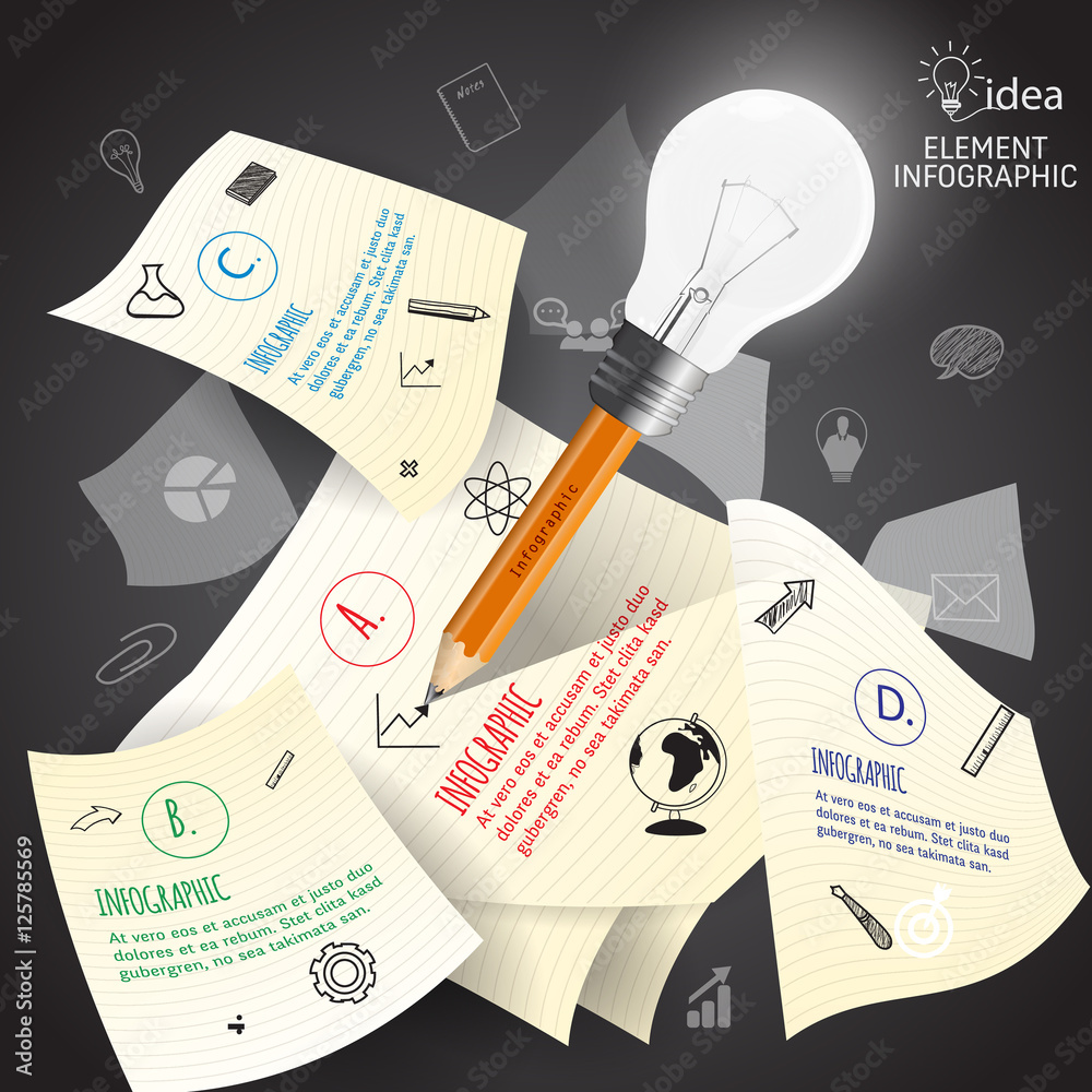Bulb pencil idea writing on paper.education and business concept design ...