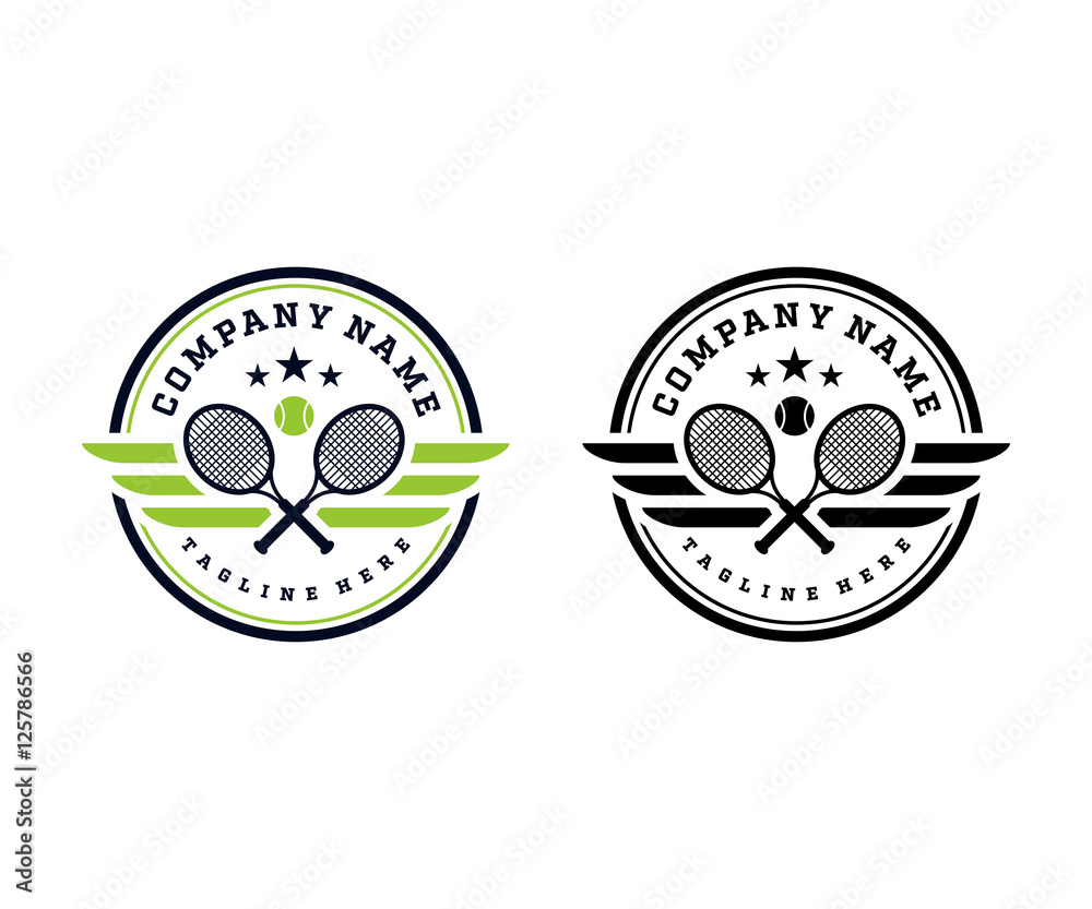 Vintage Racket Tennis Circle Logo Stock-Vektorgrafik | Adobe Stock