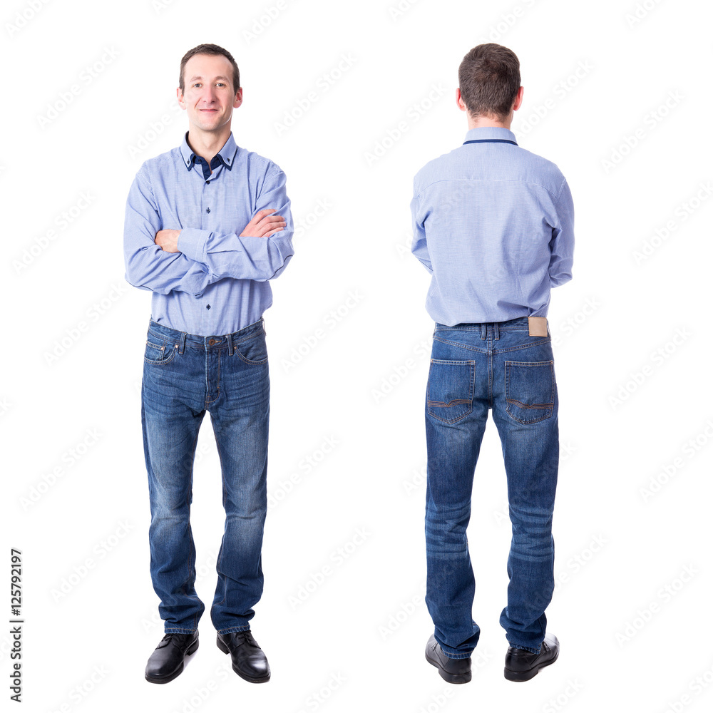 front and back view of handsome middle aged business man isolate Stock ...