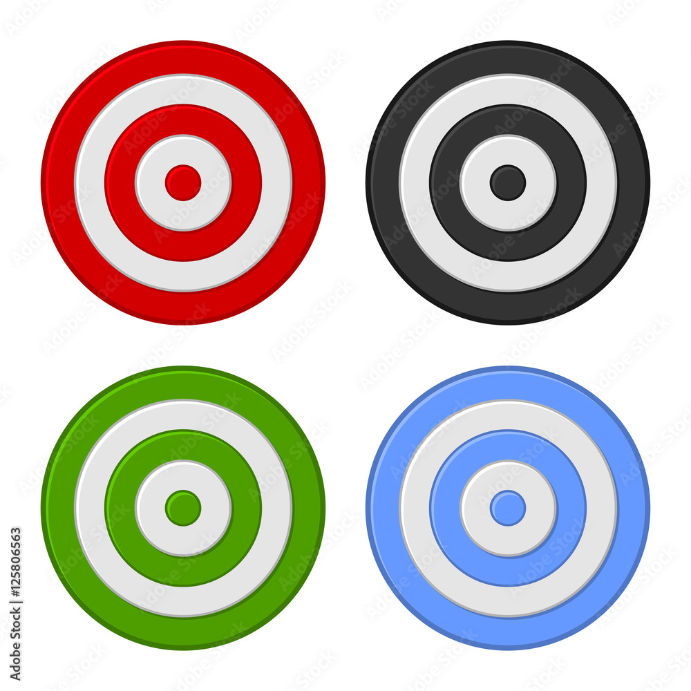 Shooting Target Icon Set Isolated on White Background. Vector wall ...