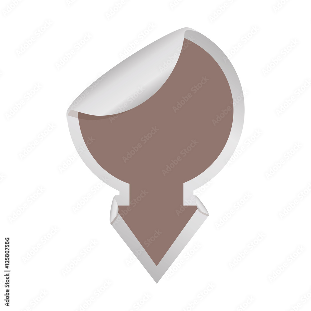 blank sticker in circle shape and brown color icon over white ...
