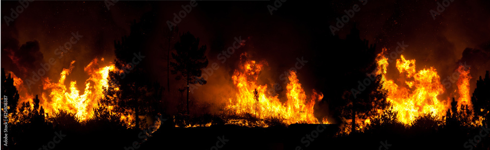 Panoramic Fire with 3 Photos Stock Photo | Adobe Stock