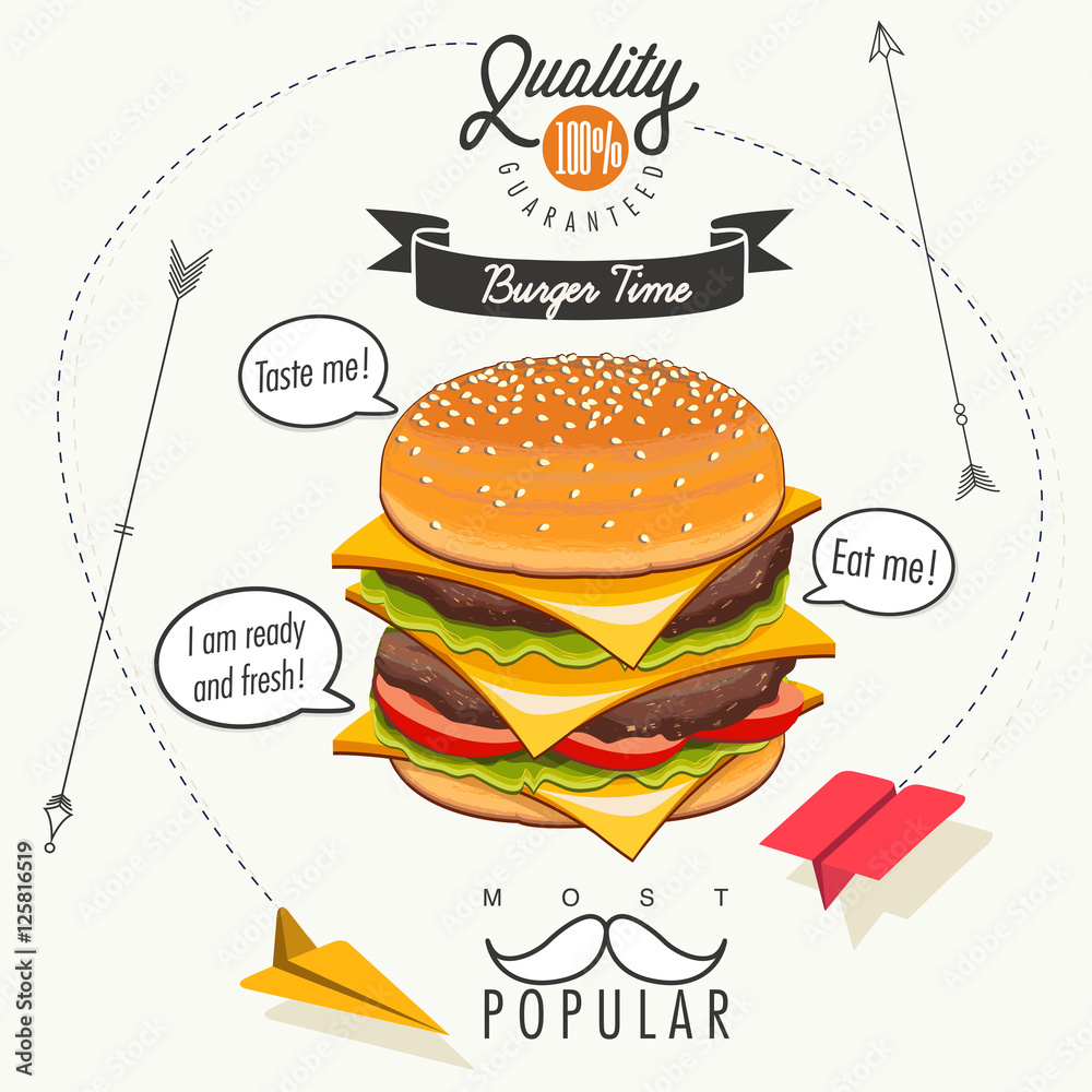 Retro vintage style fast food designs. Set of Calligraphic titles and ...