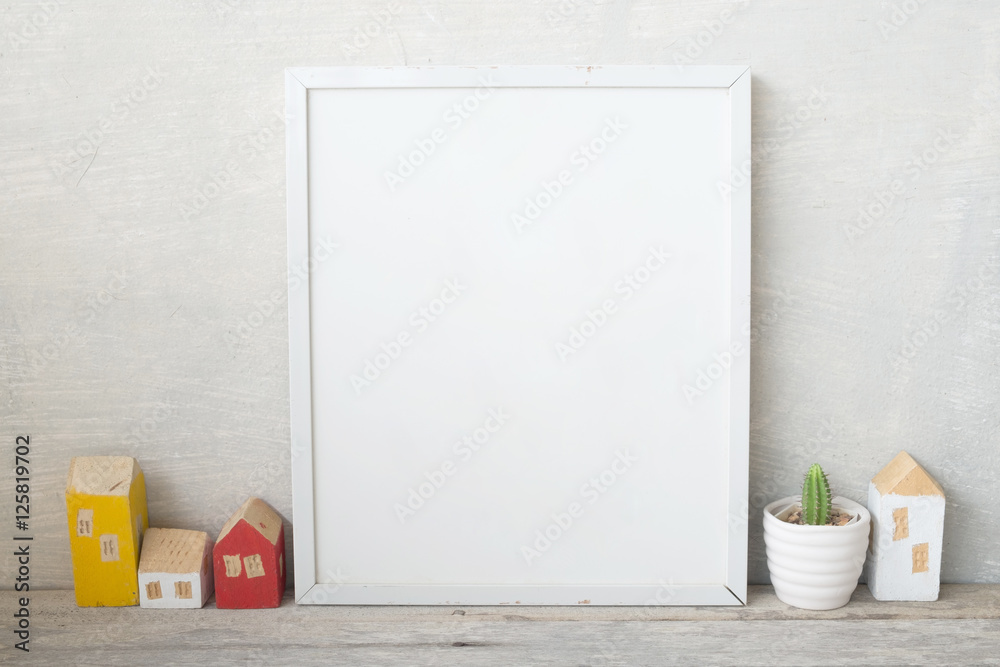 mockup of blank frame poster on wall Stock Photo | Adobe Stock