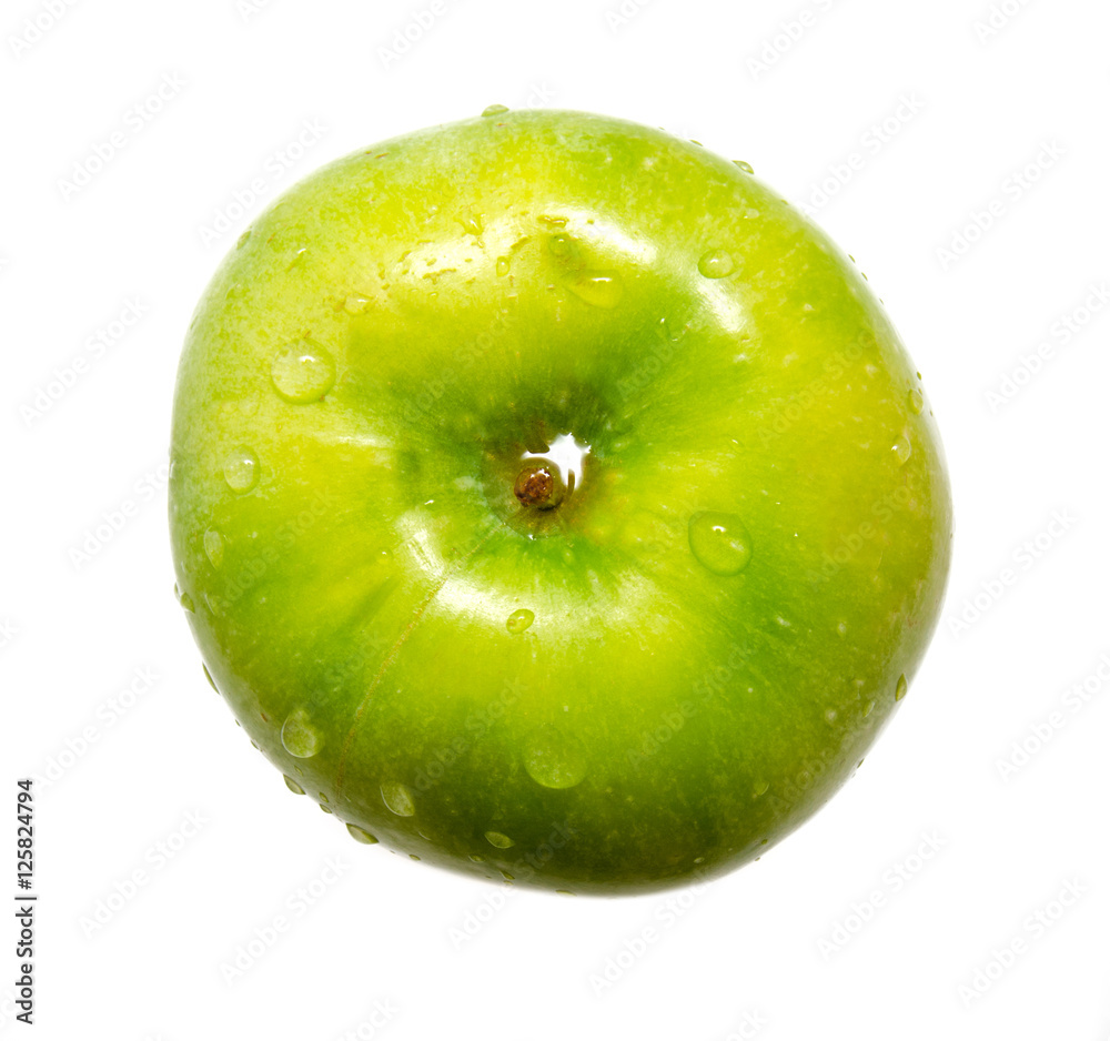 Fresh green apple top view isolated on white Stock Photo | Adobe Stock