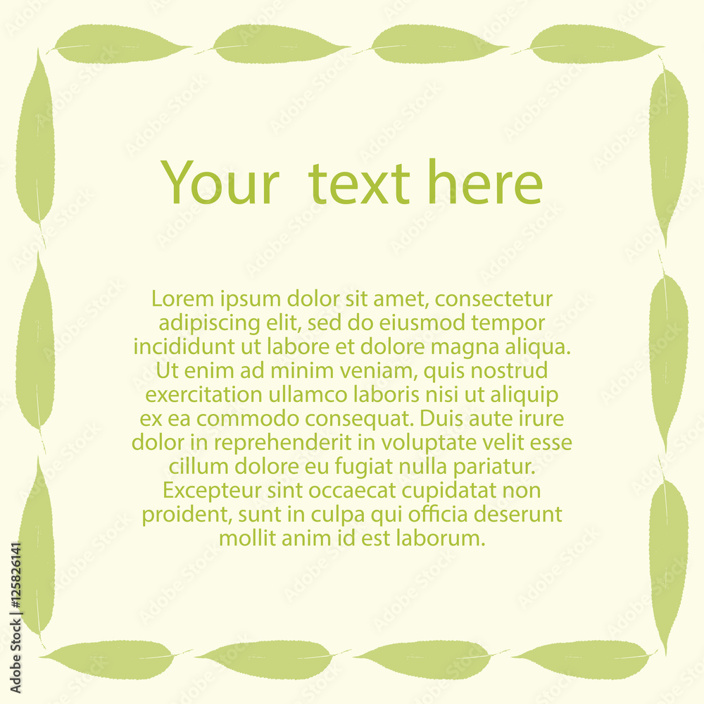 Nature green frame. Leaves frame template for your design. Nature ...