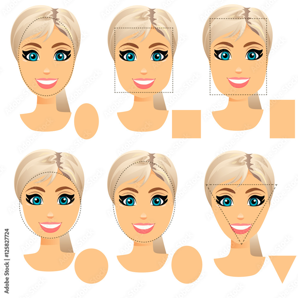 woman face shape types Stock Vector | Adobe Stock