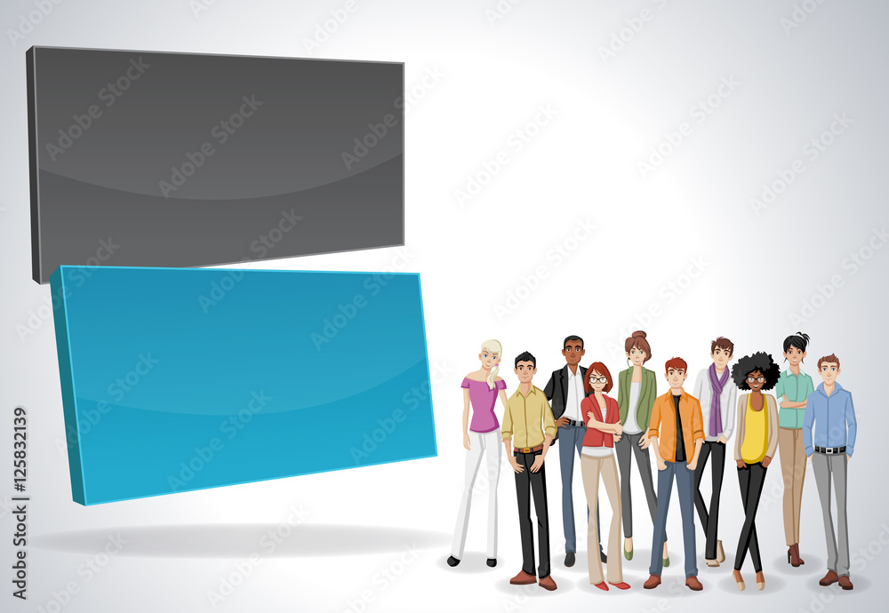 Vector banners / backgrounds with business people. Design text box ...