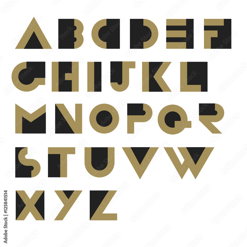 Geometric Retro Alphabet. Art deco style. Type, font, vintage v Stock ...