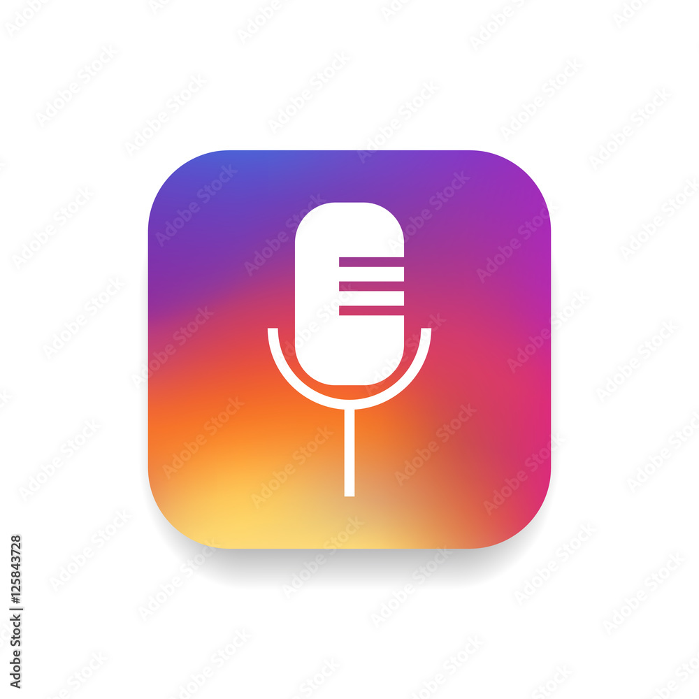 Microphone icon vector, clip art. Also useful as logo, square app icon ...